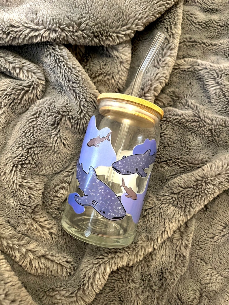 Whale Shark Glass Can, Whale Shark Lover, Marine Biology Cup, Sea ...