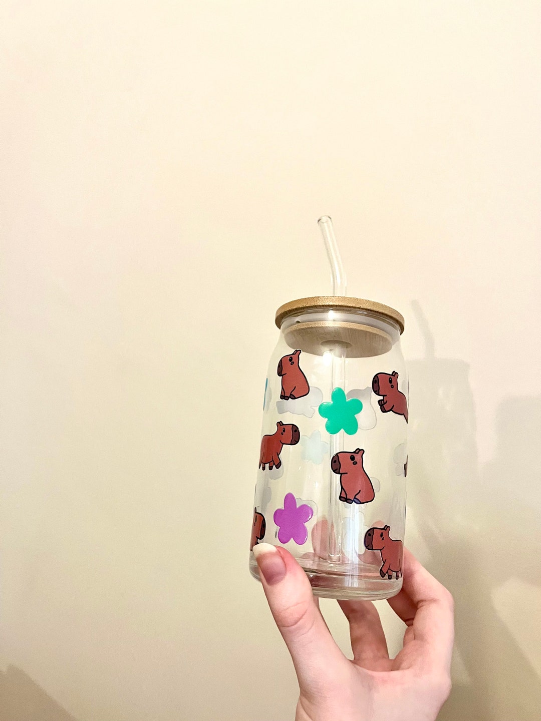 Capybara Iced Coffee Glass, Capybara Lover Gift, Capybara Tumbler ...