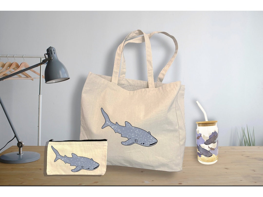 Whale Shark, Shark Bag, Bundle, Shark Glass Can, Shark Pencil Case ...