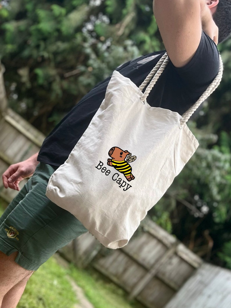 Capybara, Capybara Bag, Funny Capybara, Large Canvas Tote Bag, Capybara ...