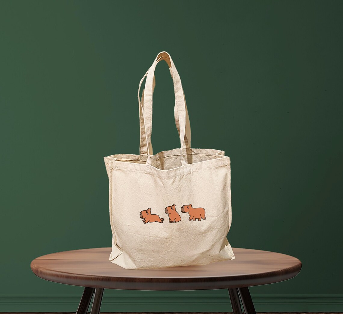 Capybara, Capybara Bag, Funny Capybara, Large Canvas Tote Bag, Capybara ...
