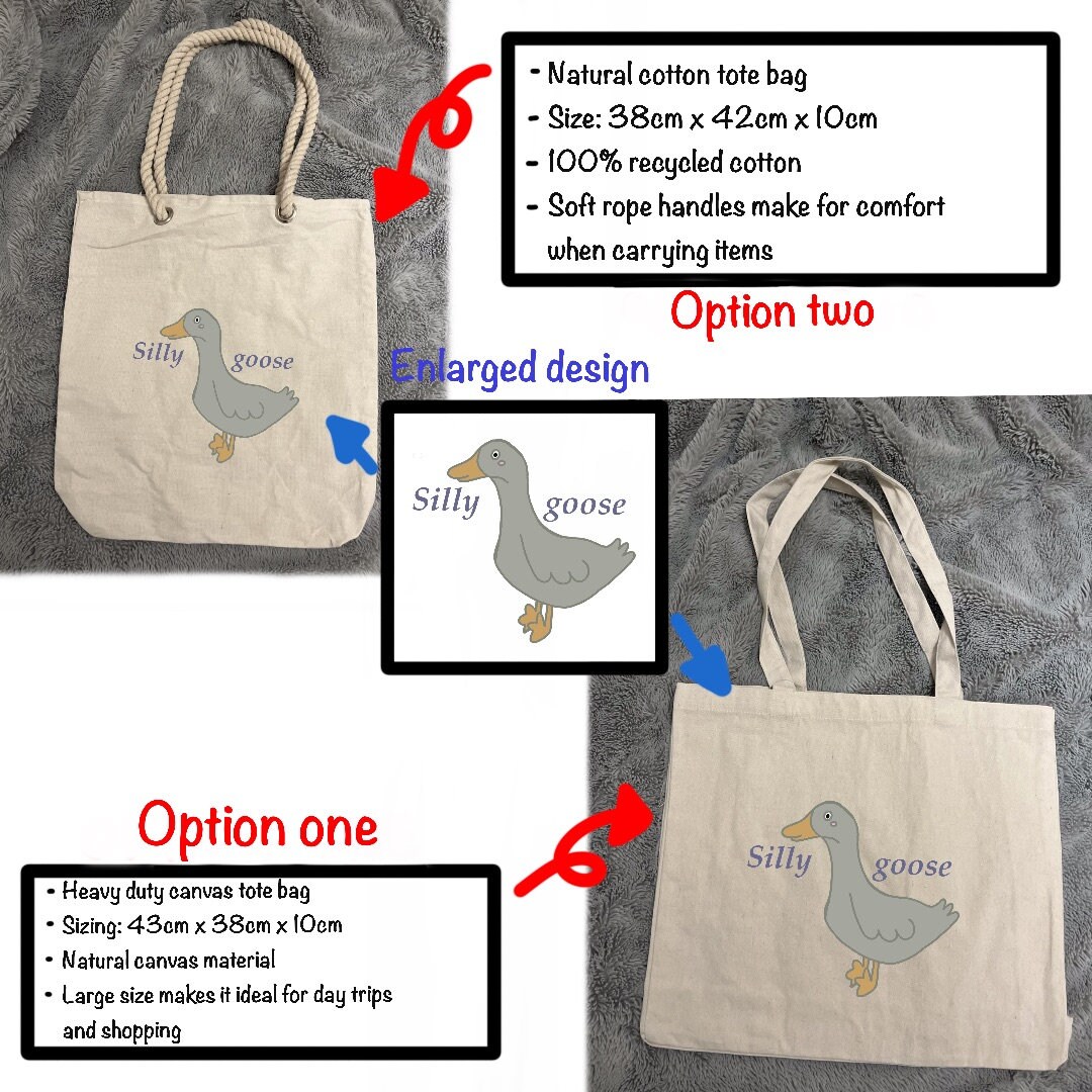 Silly Goose Tote Bag Heavy Duty Shoulder Bag Gift for Her - Etsy