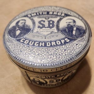 Vintage Smith Bros Cough Drops Bristolware Reproduction Tin Blue and ...