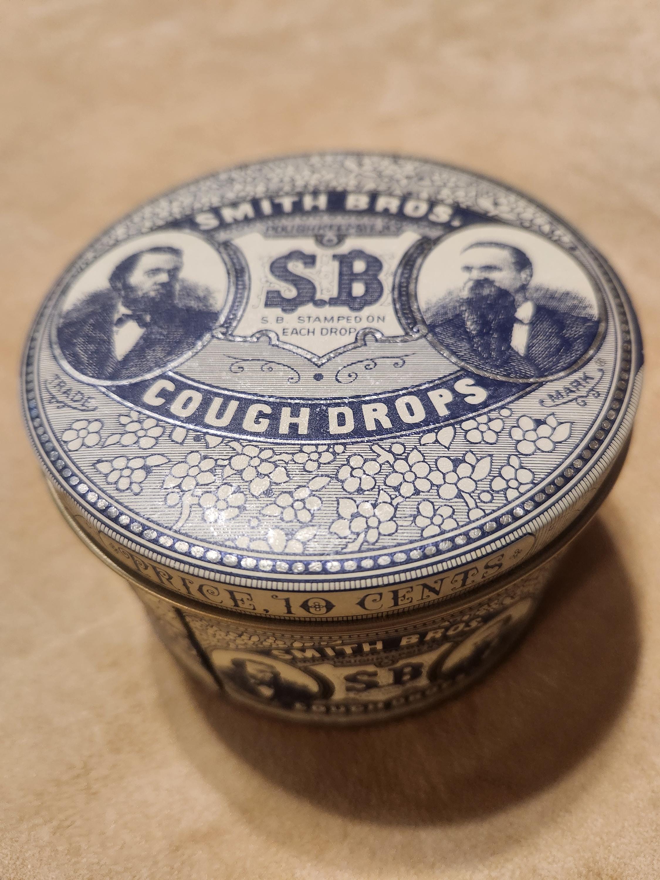 Vintage Smith Bros Cough Drops Bristolware Reproduction Tin Blue and ...