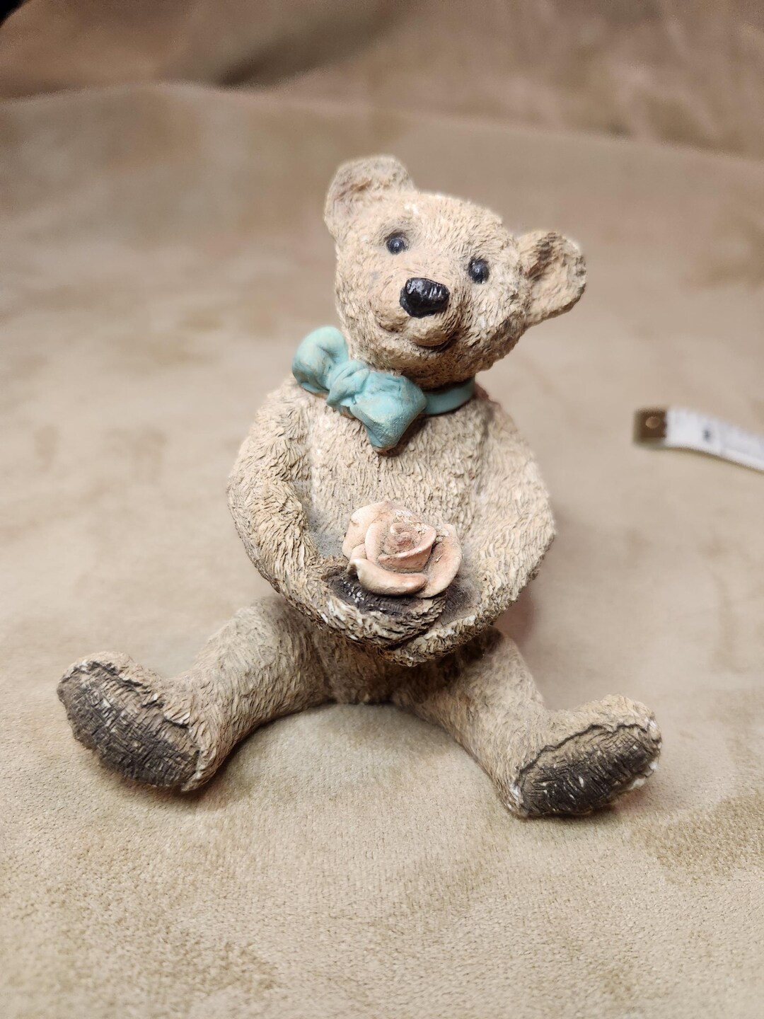 Stone Critters Old Fashioned Teddy Bear With Rose SC-377 - Etsy