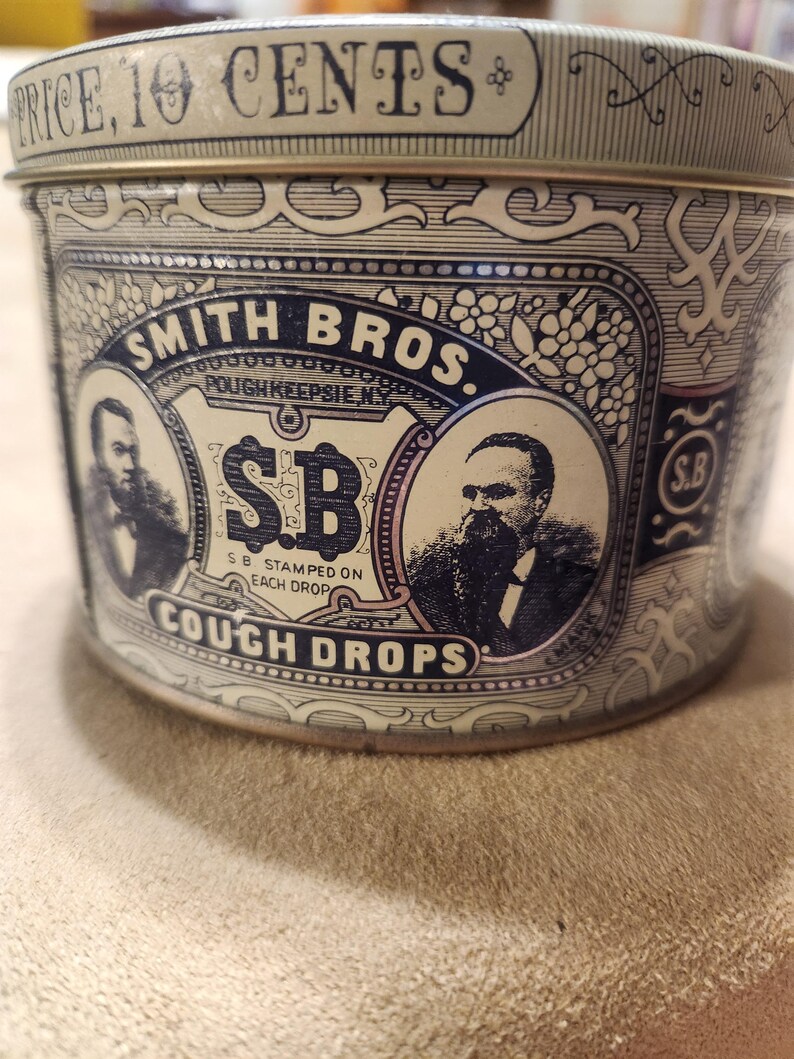 Vintage Smith Bros Cough Drops Bristolware Reproduction Tin Blue and ...
