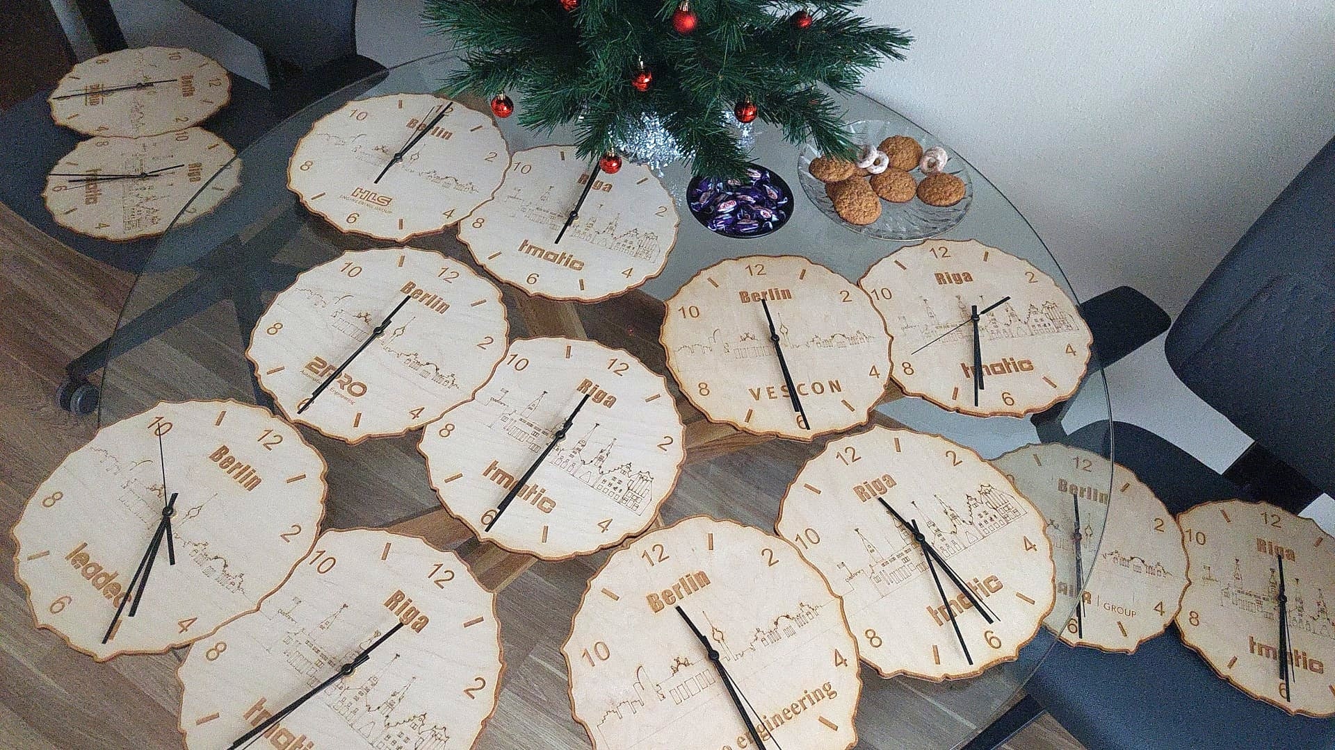 Personalized Wooden World Time Zone Clock: International Business Decor ...