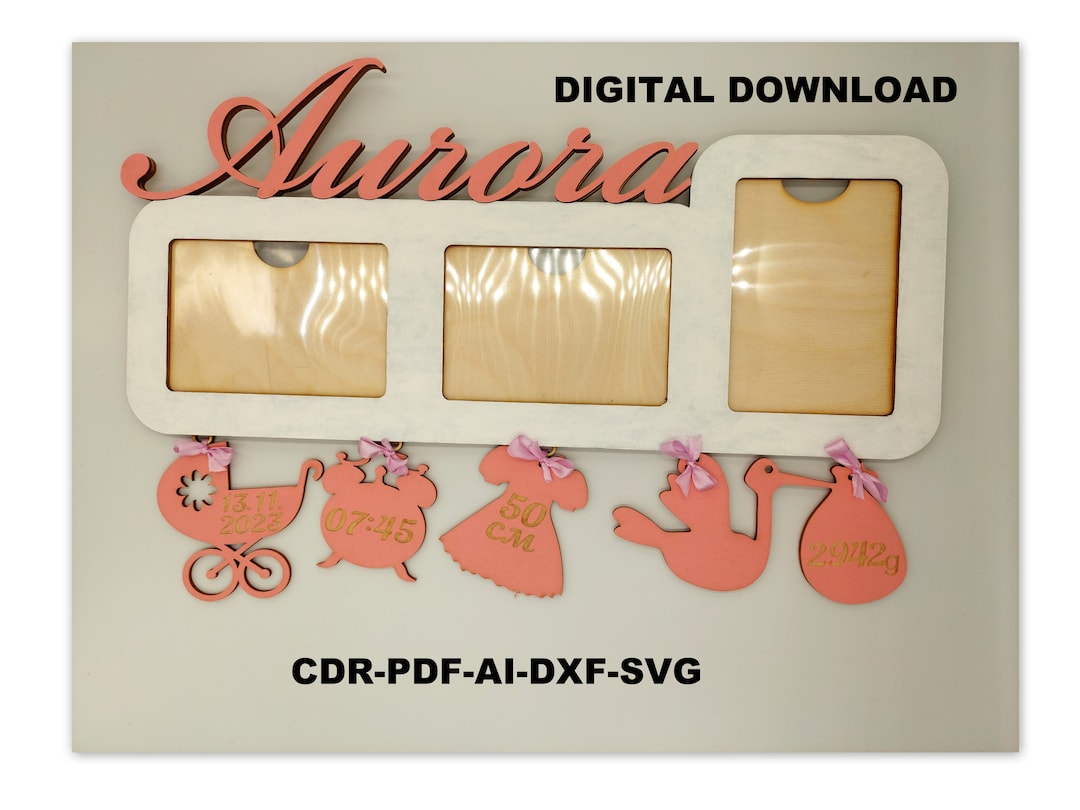 Birth Stats Photo Frame SVG: Laser Cut Files (digital Download) - Etsy