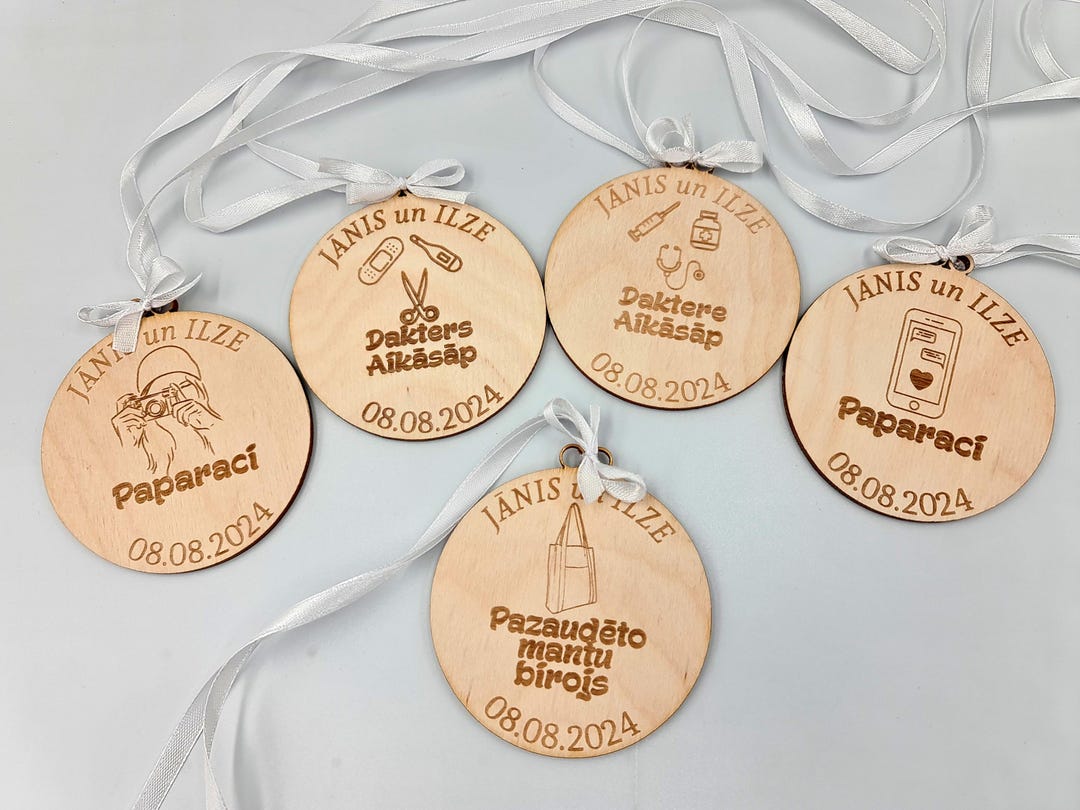 Personalized Wooden Wedding Medals With Custom Engraving – Unique Guest ...