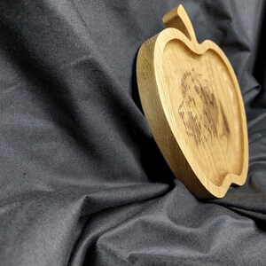 Oak Wood Apple Serving Tray/personalized Kitchenware/wooden Small Plate ...