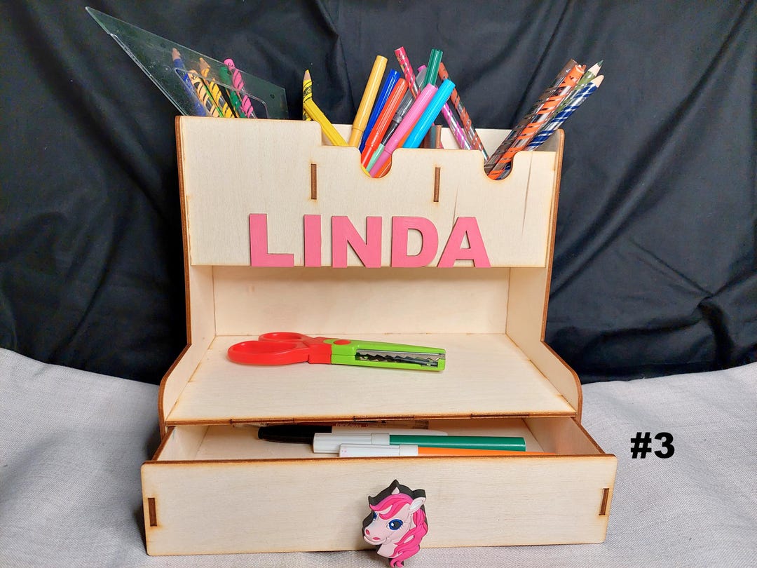 Personalized Wooden Desk Organizer With Drawer & Pencil Holder - Etsy