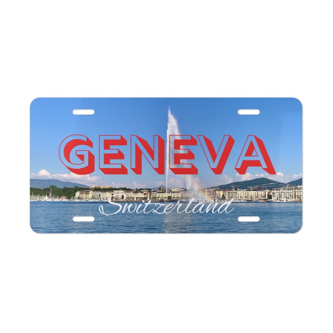 Geneva Fountain Metal Plate, Switzerland License Plate Travel Souvenir ...