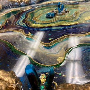 Resin Geode Table: Turquoise Epoxy With Gold Steel Legs - Etsy