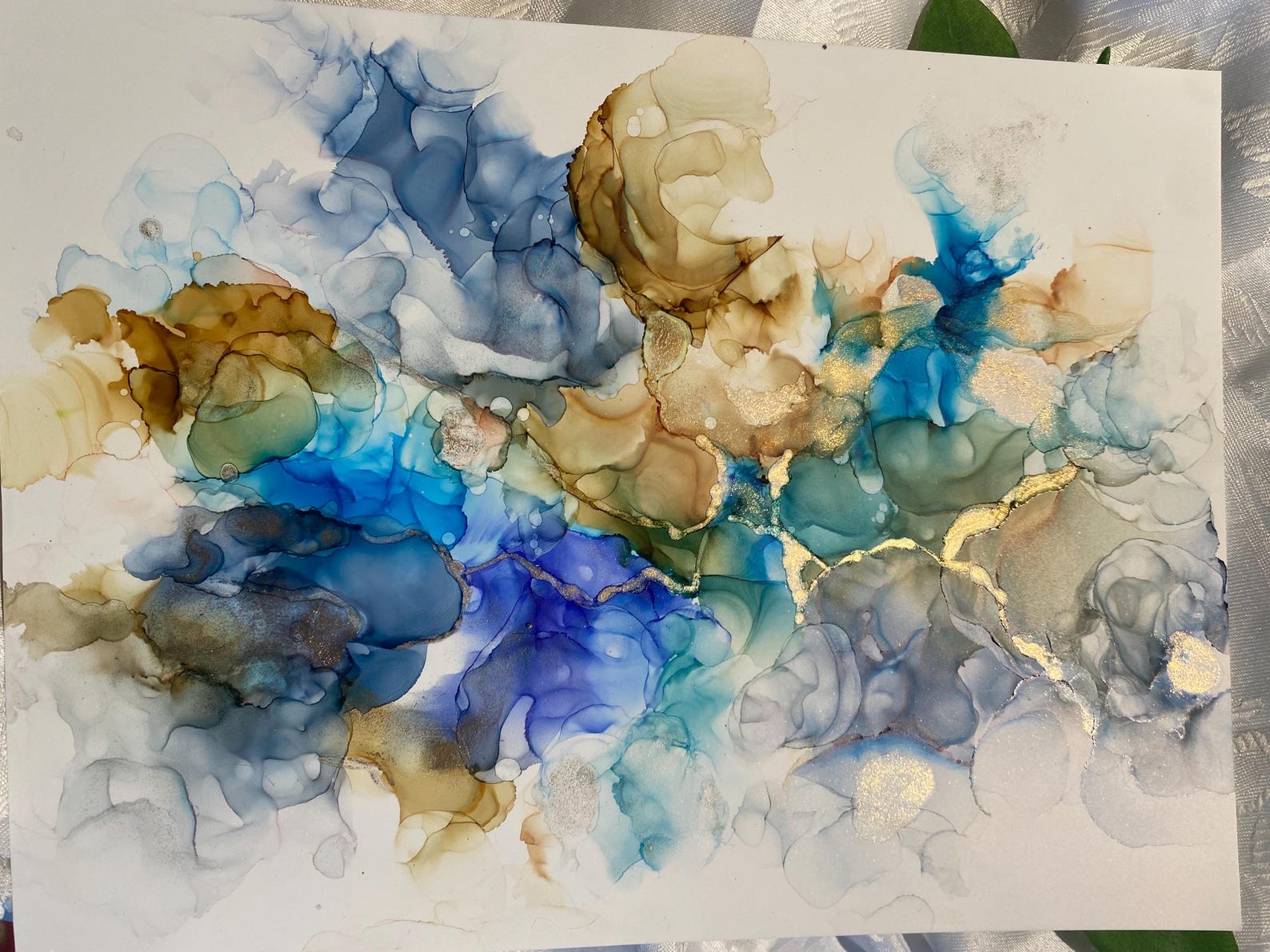 Nightcap - Original Alcohol Ink Art/ Modern Wall Art on Paper/ Blue ...