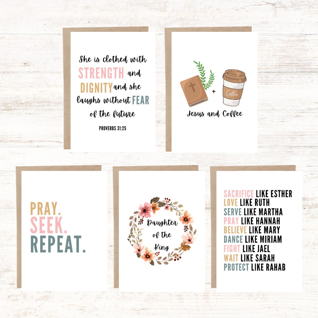 Christian Greeting Card Set | Faith Cards | Set of 5 Bible Women of God ...