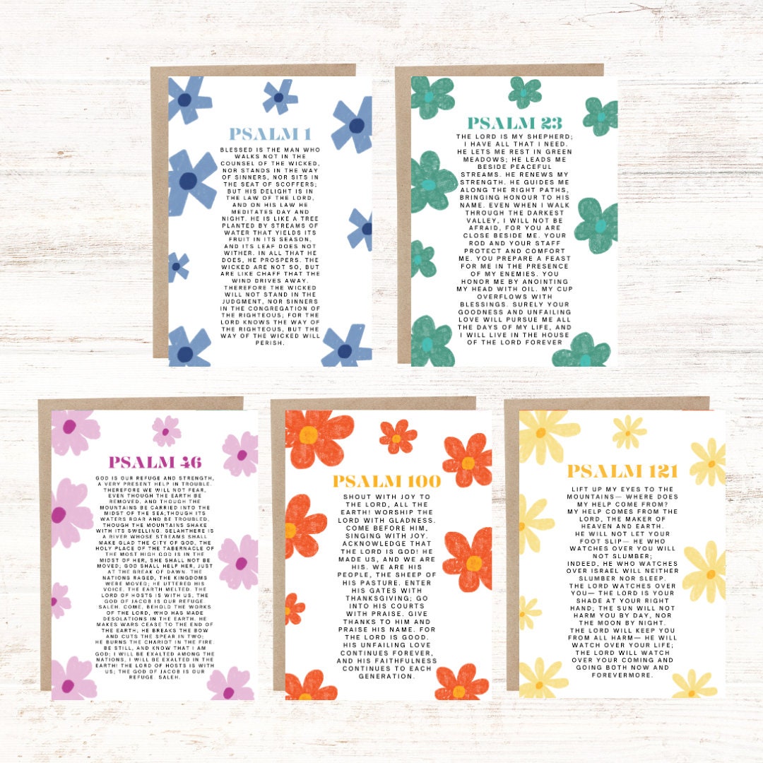 Christian Greeting Card Set | Faith Cards | Set of 5 Bible Psalm ...