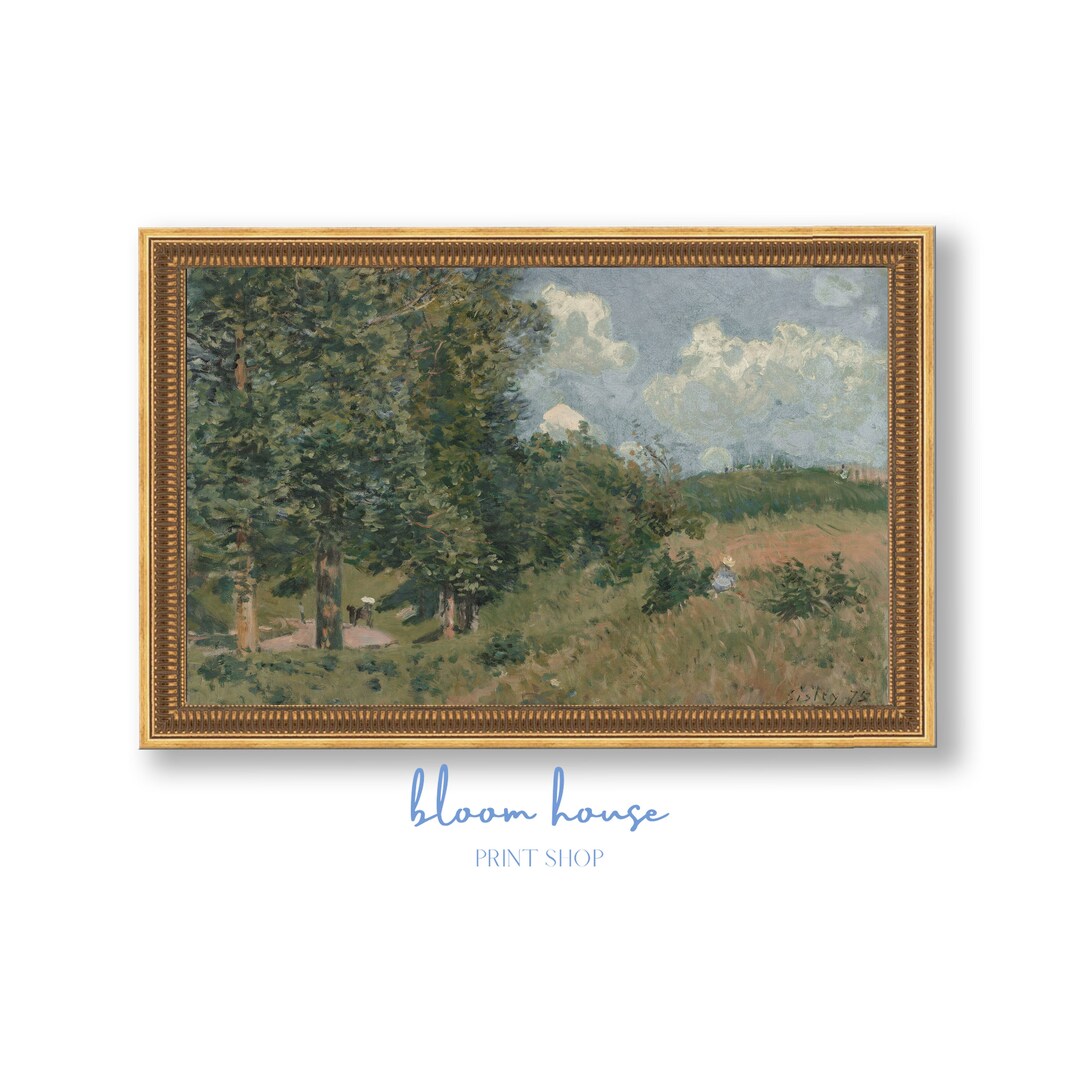 Stroll in the Woods Oil Painting Digital Download, Vintage Landscape ...