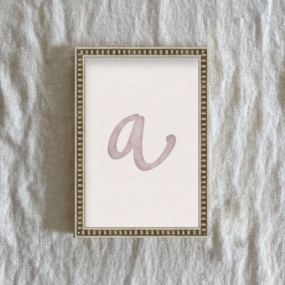 Letter A Watercolor, Dusty Rose - Vintage Cursive Alphabet Art, Digital ...
