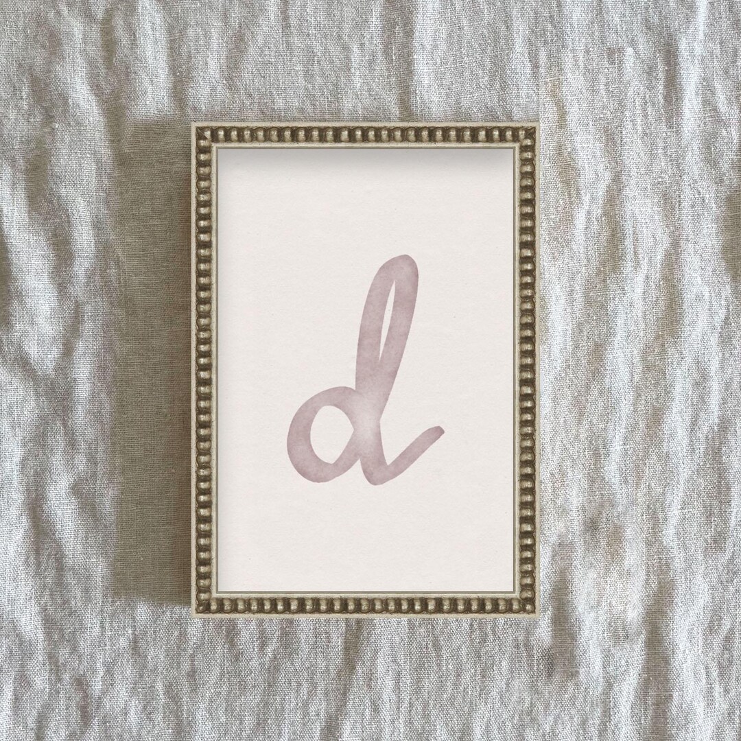 Letter D Watercolor, Dusty Rose - Vintage Cursive Alphabet Art, Digital ...