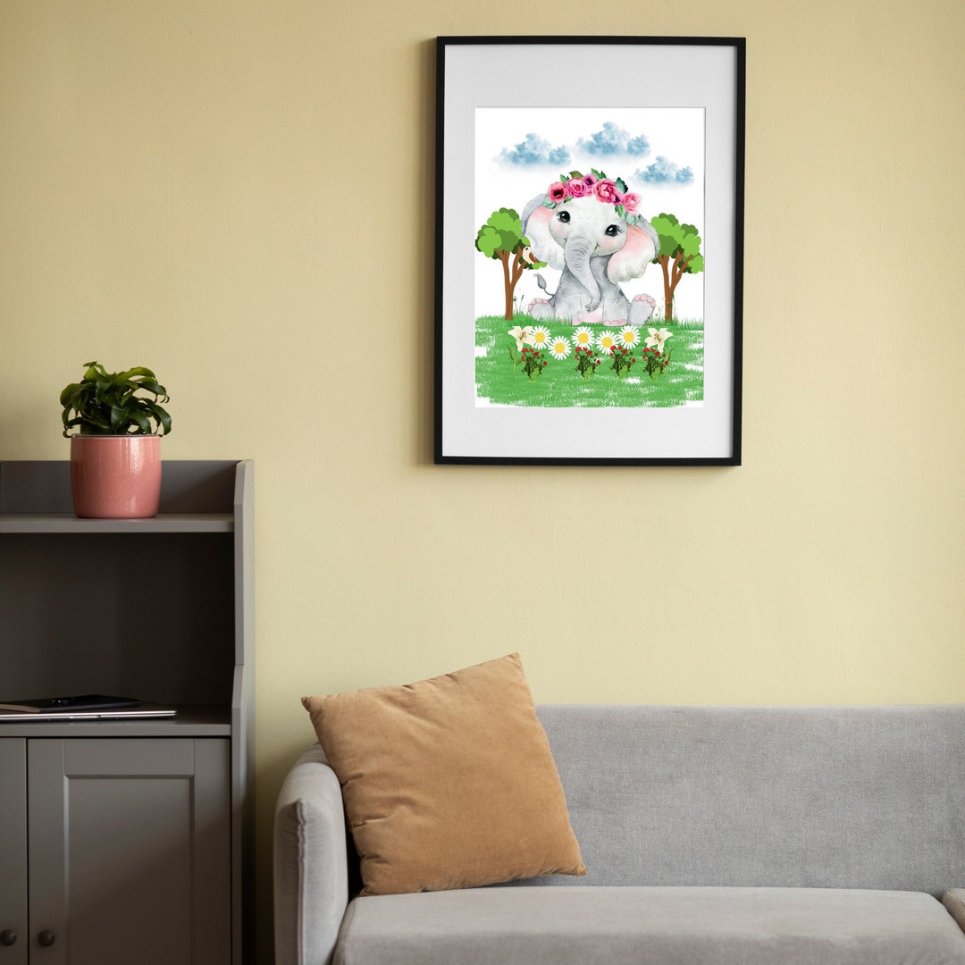 White Elephant Wall Art White Elephant Painting White Elephant Print ...