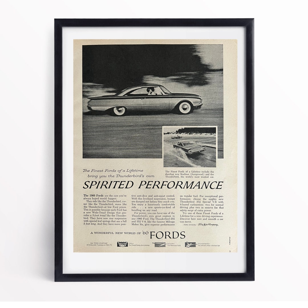 Original Retro Classic Car Advertisement 1960 Ford Thunderbird Magazine ...
