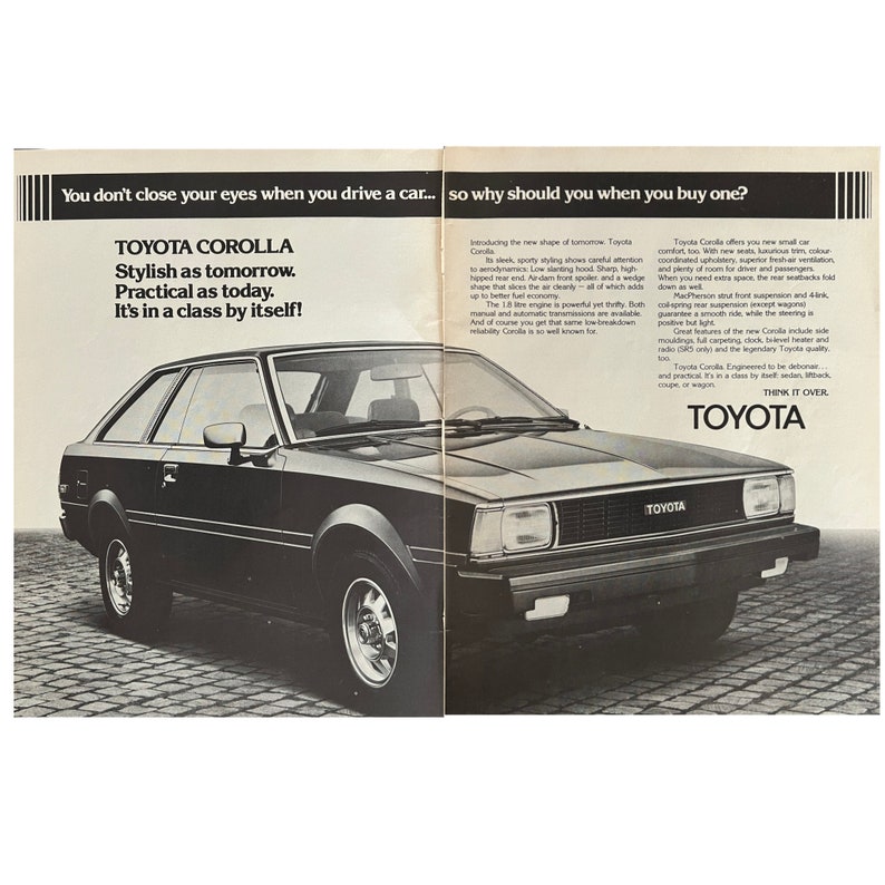 Original Retro 80s Car Advertisement 1980 Toyota Corolla Magazine Ad ...