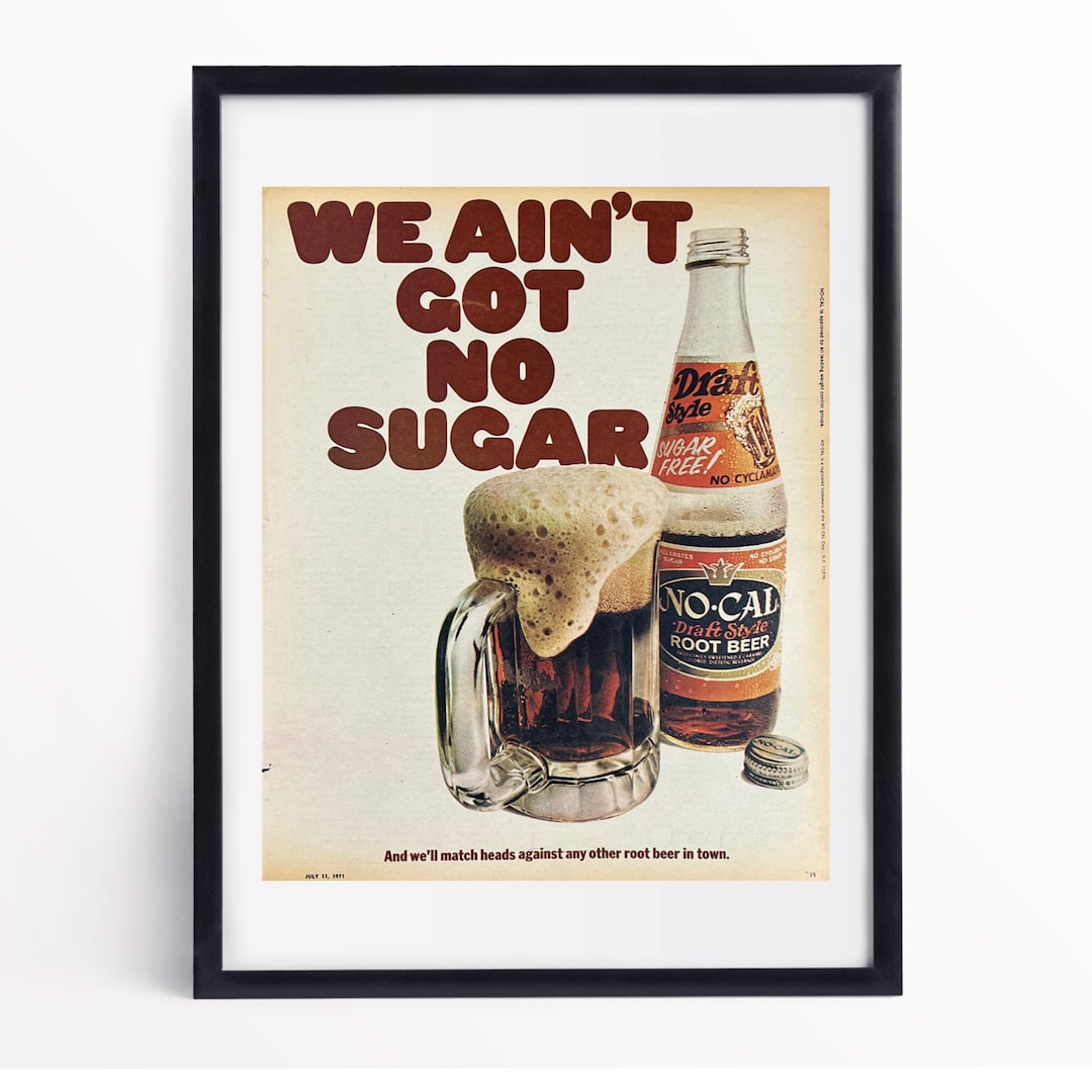 Vintage Soda Advertisement Print Art Wall Decor Retro No Cal Ad Vintage ...