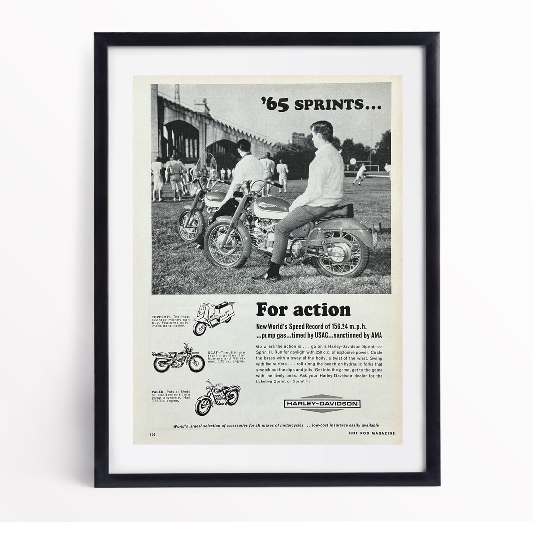 Original Retro Classic Motorcycle Advertisement 1965 Harley Davidson ...