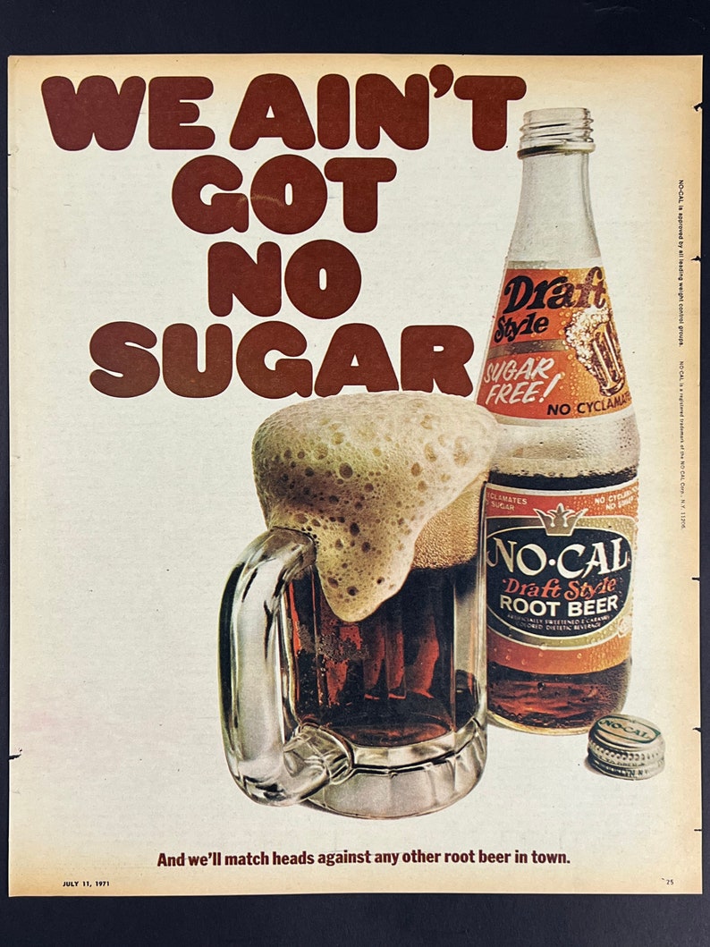 Vintage Soda Advertisement Print Art Wall Decor Retro No Cal Ad Vintage ...