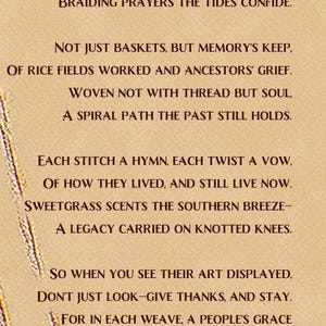 Poem Art Print - Gullah Geechee Sweetgrass Basket Maker – African ...