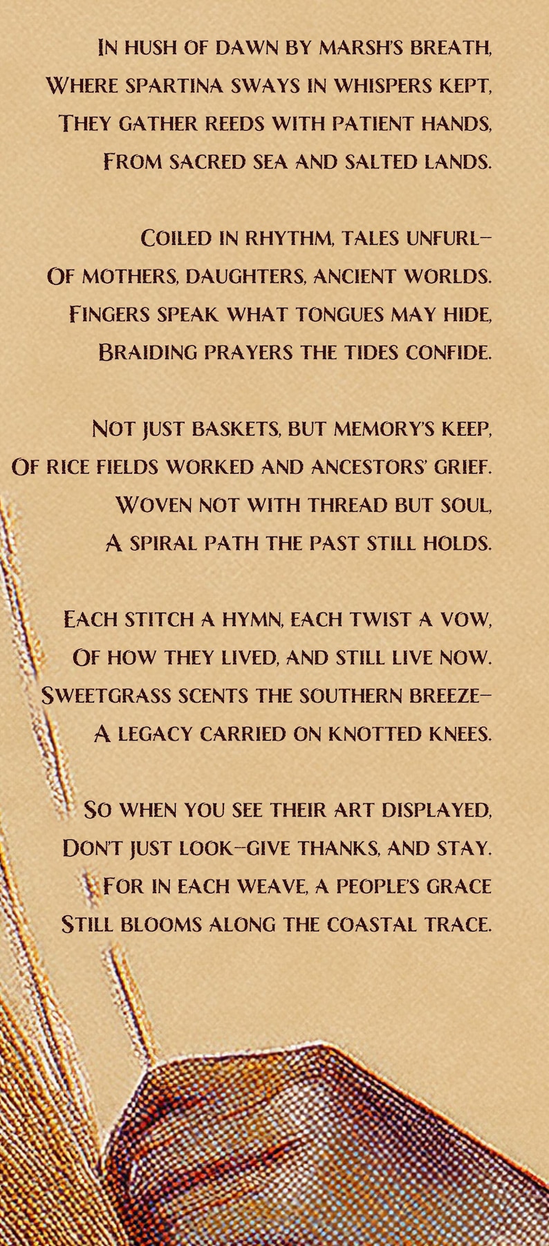 Poem Art Print - Gullah Geechee Sweetgrass Basket Maker – African ...