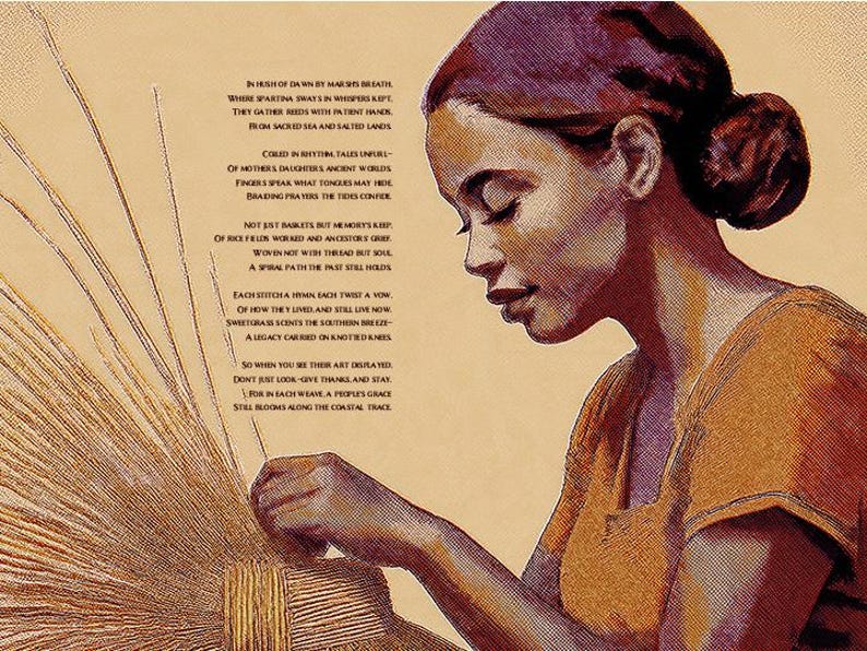 Poem Art Print - Gullah Geechee Sweetgrass Basket Maker – African ...