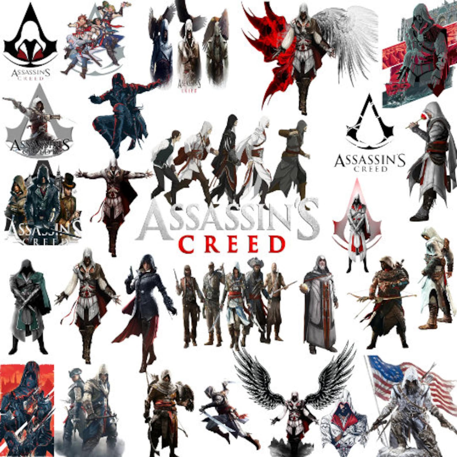 Assassin's Creed Sticker -90 File - 30 Svg, 30 Png , 30 Pdf, Bundle,svg ...