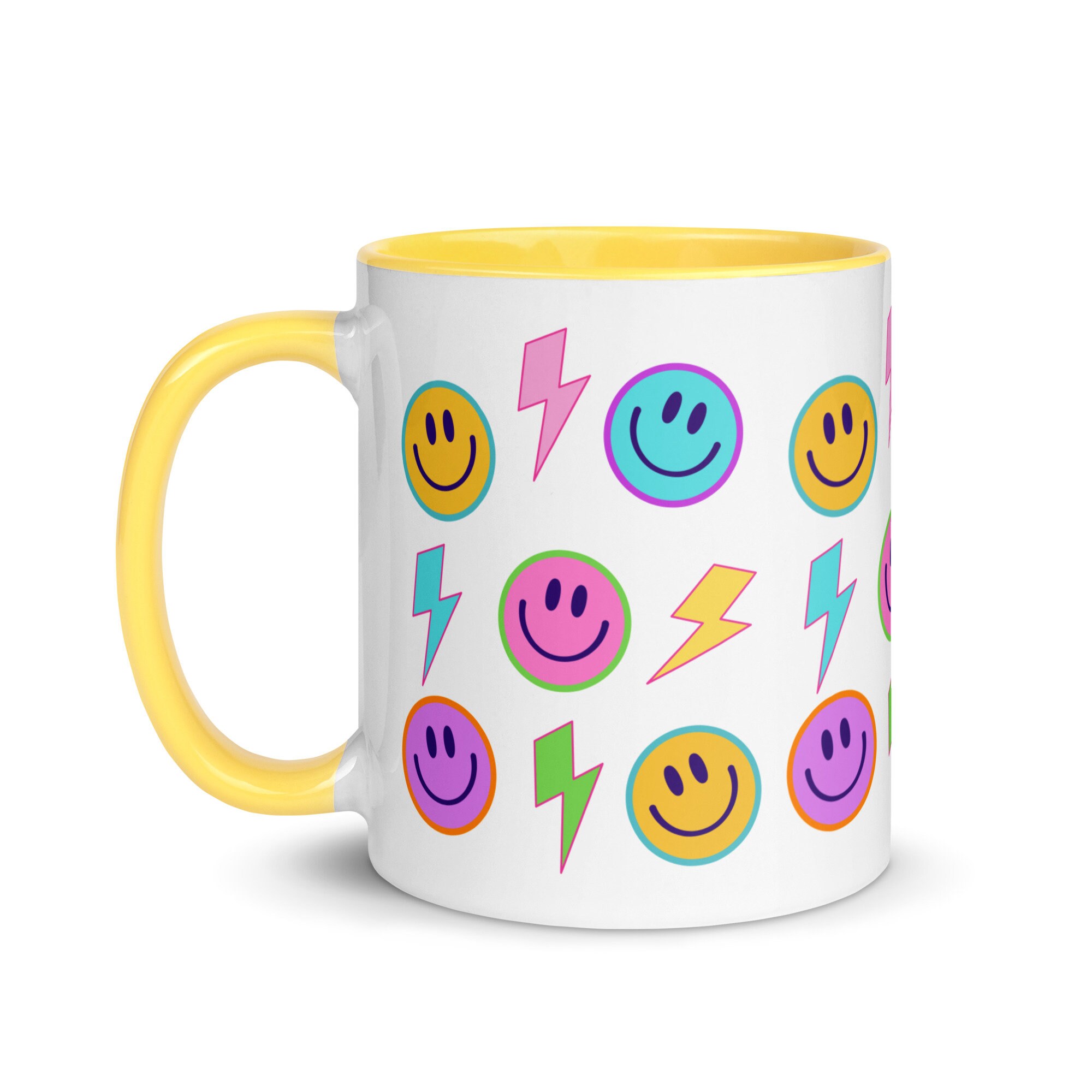 Smiley Face & Bolts Mug With Color Inside 11oz | Smiley Face Coffee Mug ...