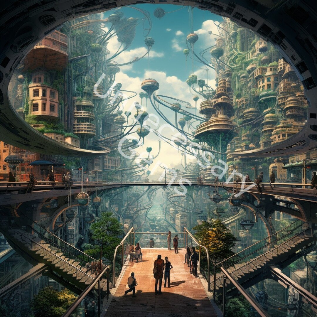 Alien Futuristic Metropolis - Digital Wallpaper - Etsy