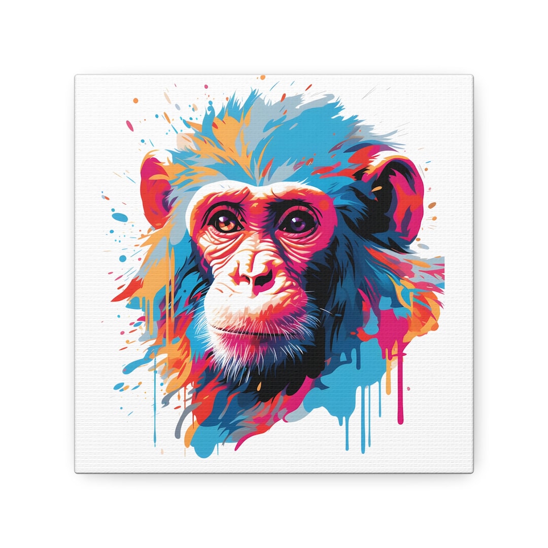 Paint Splash Monkey Canvas Wall Art - Etsy