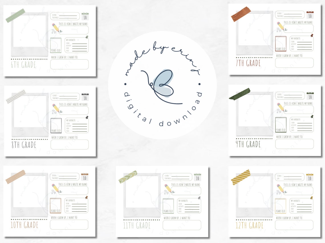 School Memories / Milestone Sheets Bundle, Preschool-12th Grade ...