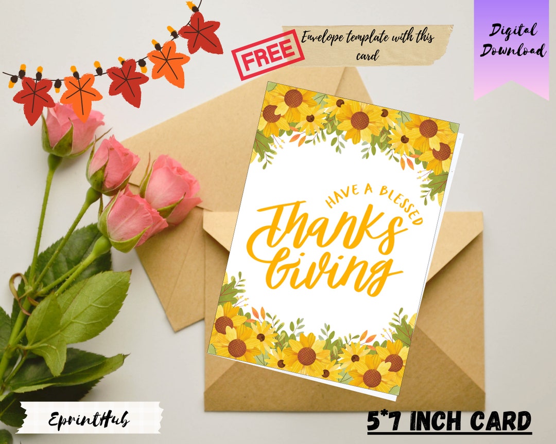 Printable Sunflower Cardsunflower Thanksgiving Greeting - Etsy