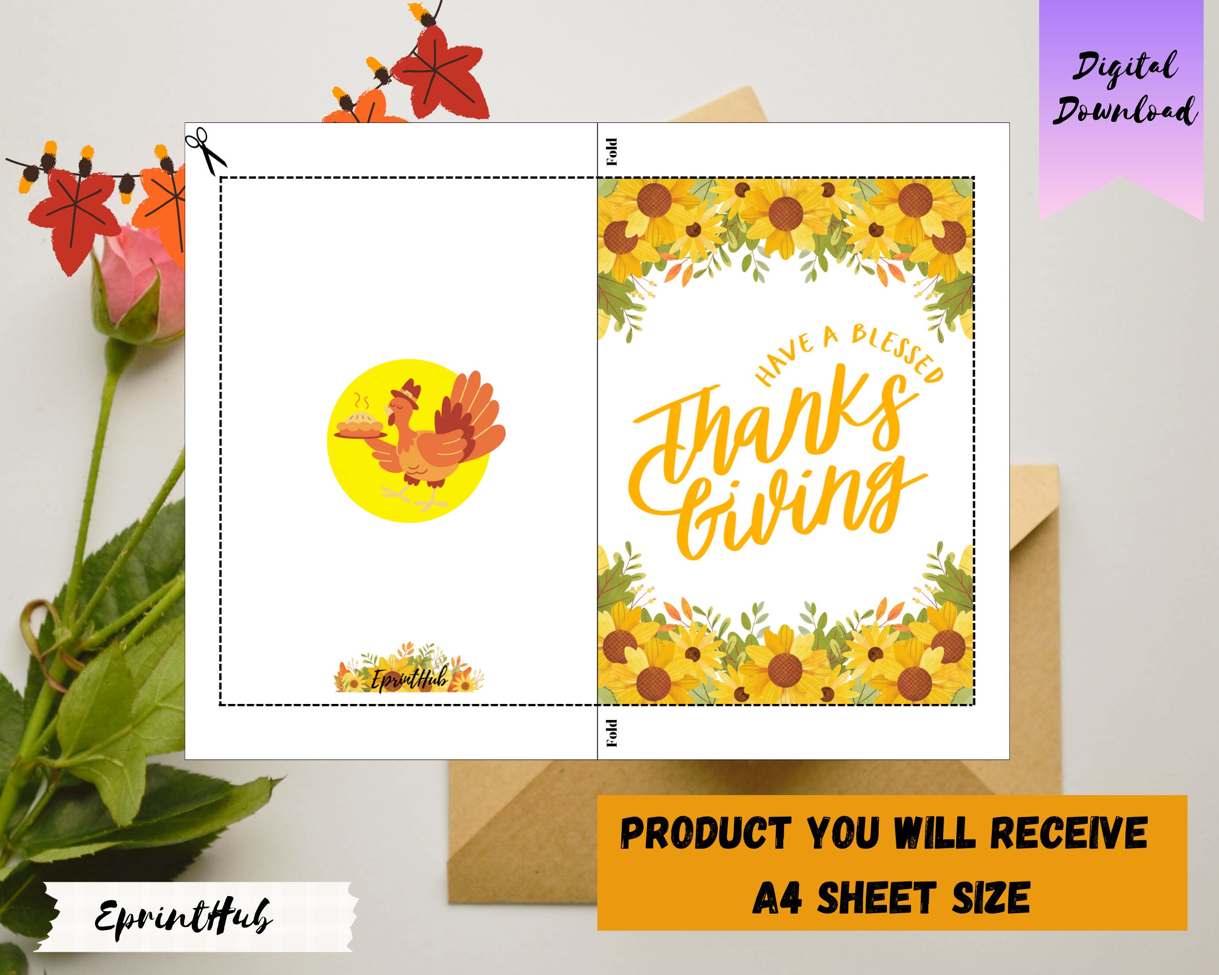Printable Sunflower Cardsunflower Thanksgiving Greeting - Etsy