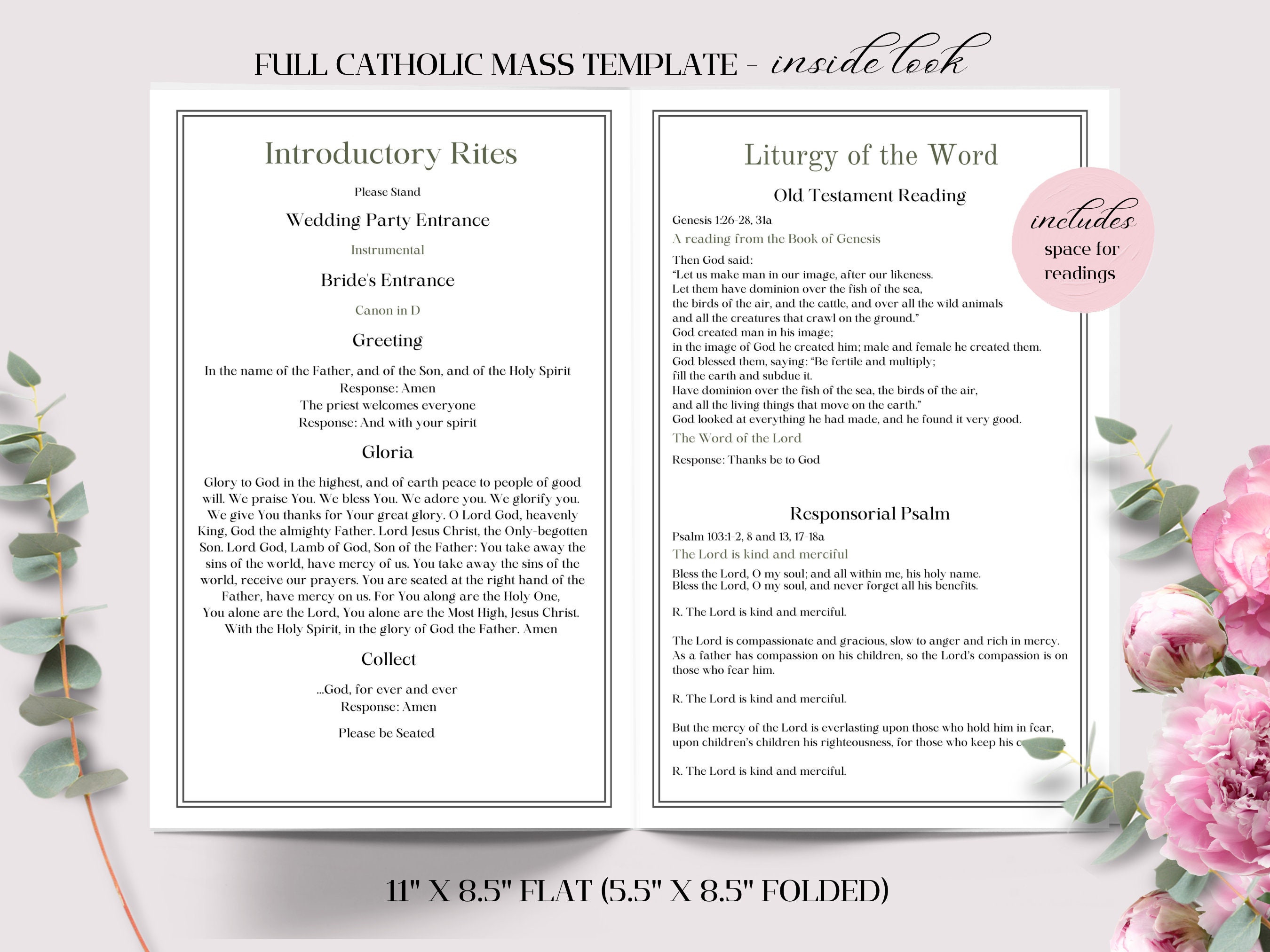 Rebekah Catholic Wedding Mass Program Template Full Nuptial - Etsy ...