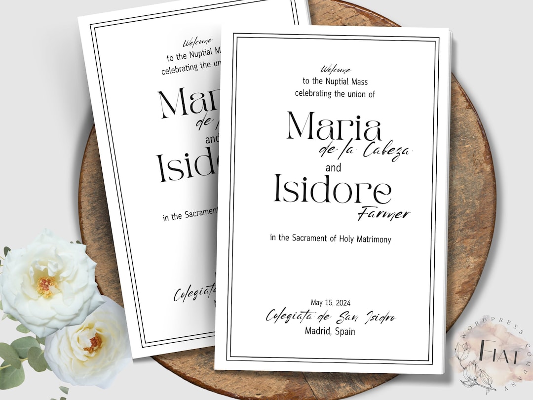 Catholic Wedding Mass Program, Instant Download Template, Nuptial Mass ...