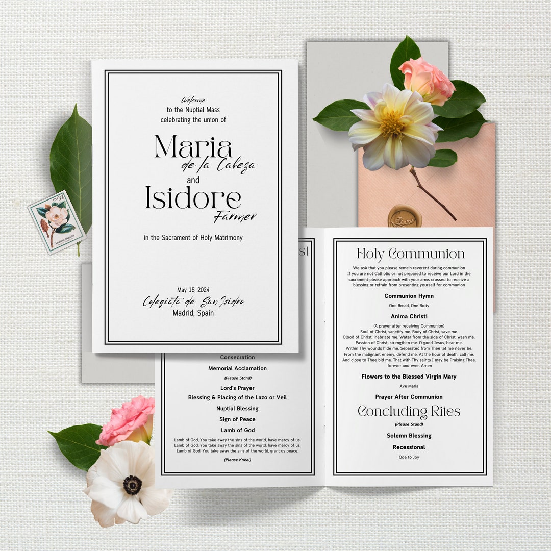 St Maria, Catholic Wedding Mass Program, Instant Download Template ...