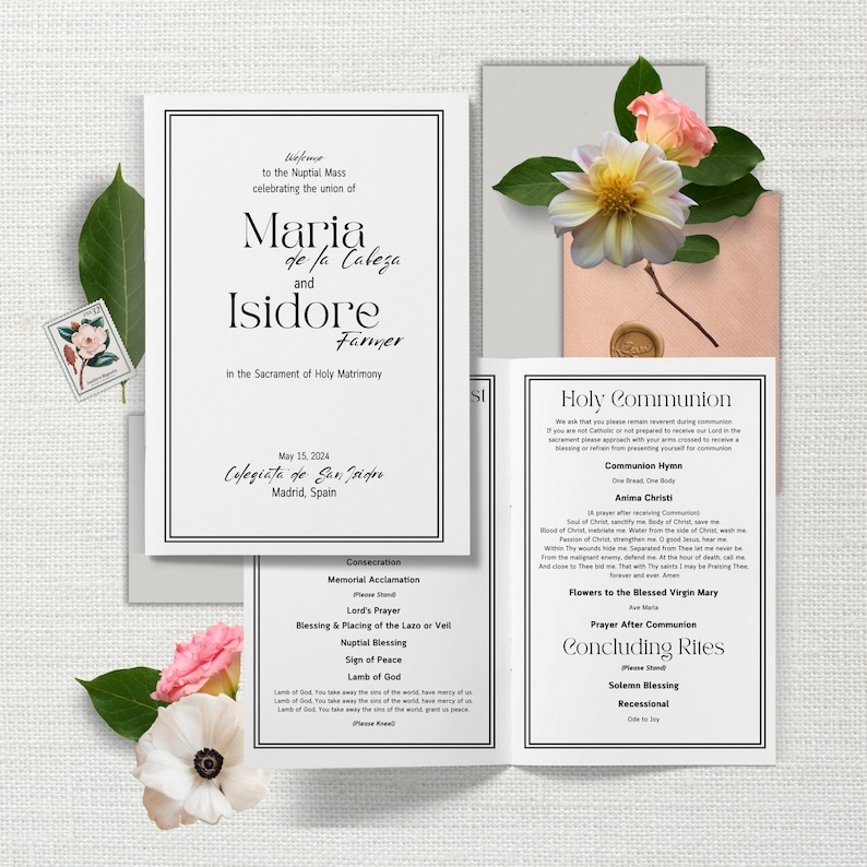 St Maria, Catholic Wedding Mass Program, Instant Download Template ...