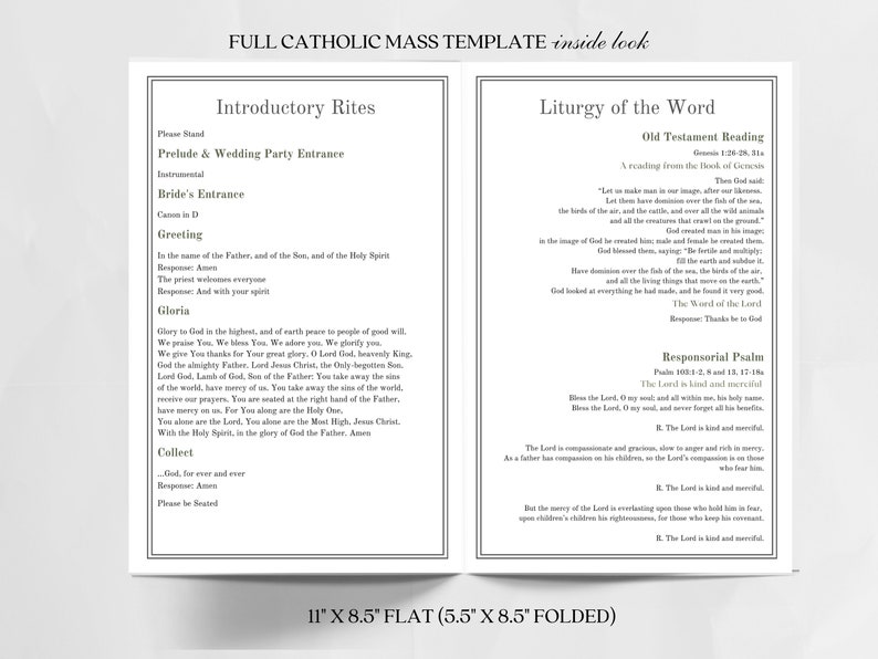 Catholic Wedding Mass Program Template, Worship Aid, St Gianna (instant ...