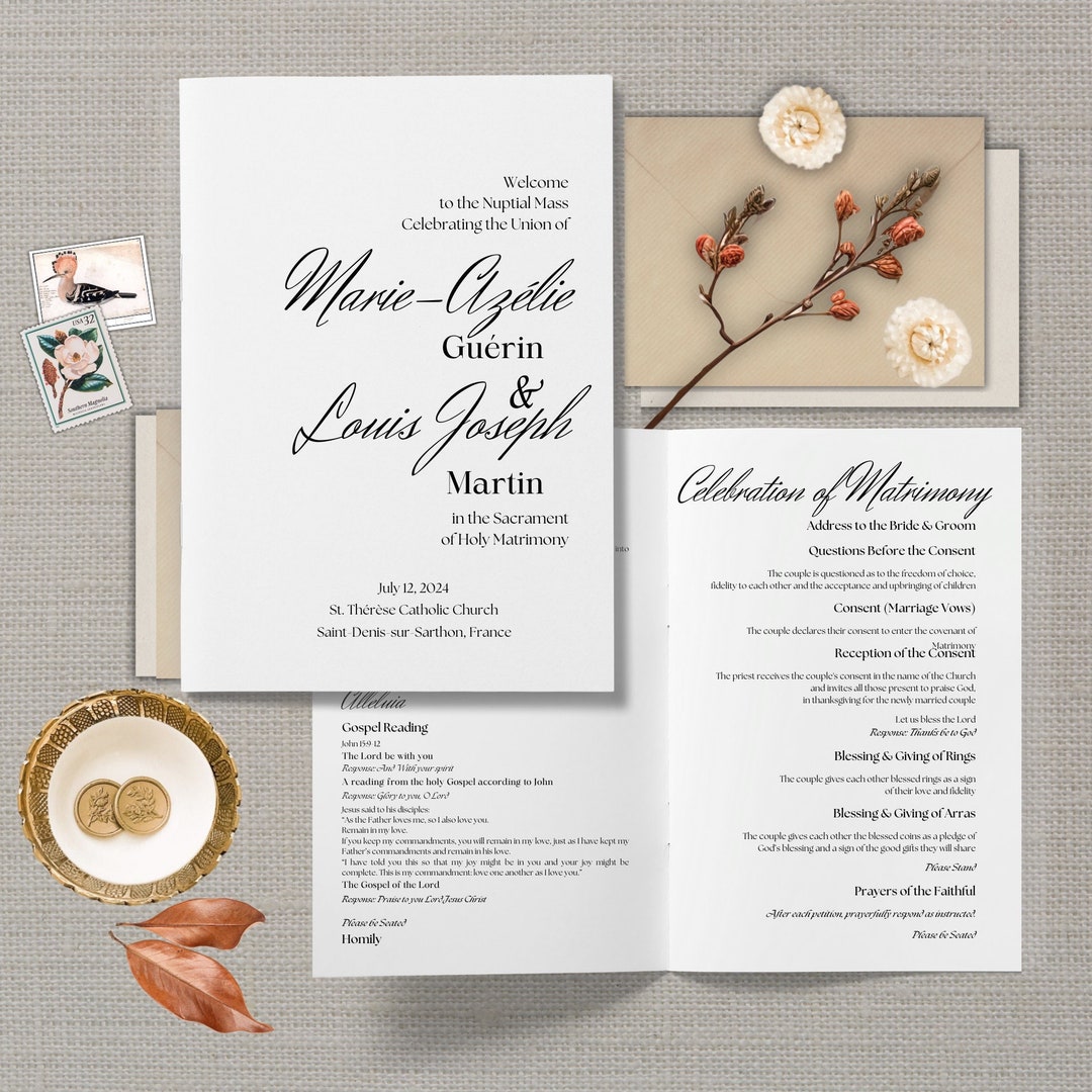 St Zelie, Catholic Wedding Mass Program, Instant Download Template ...