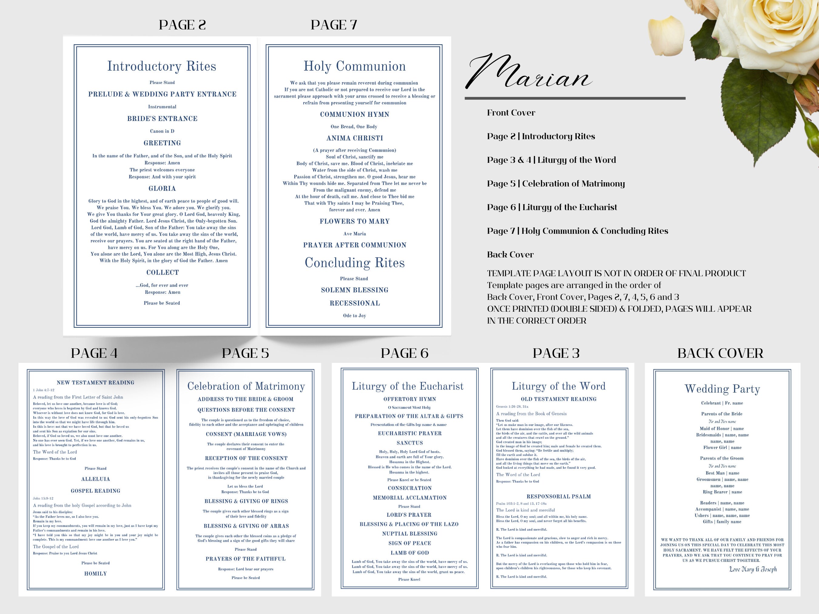 Marian Monogram, Catholic Wedding Mass Program, Instant Download ...