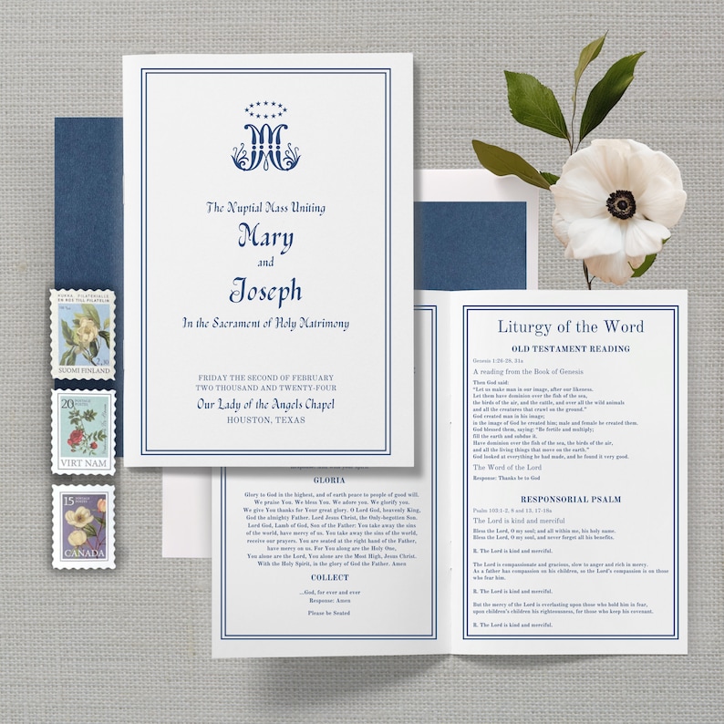 Marian Monogram, Catholic Wedding Mass Program, Instant Download ...