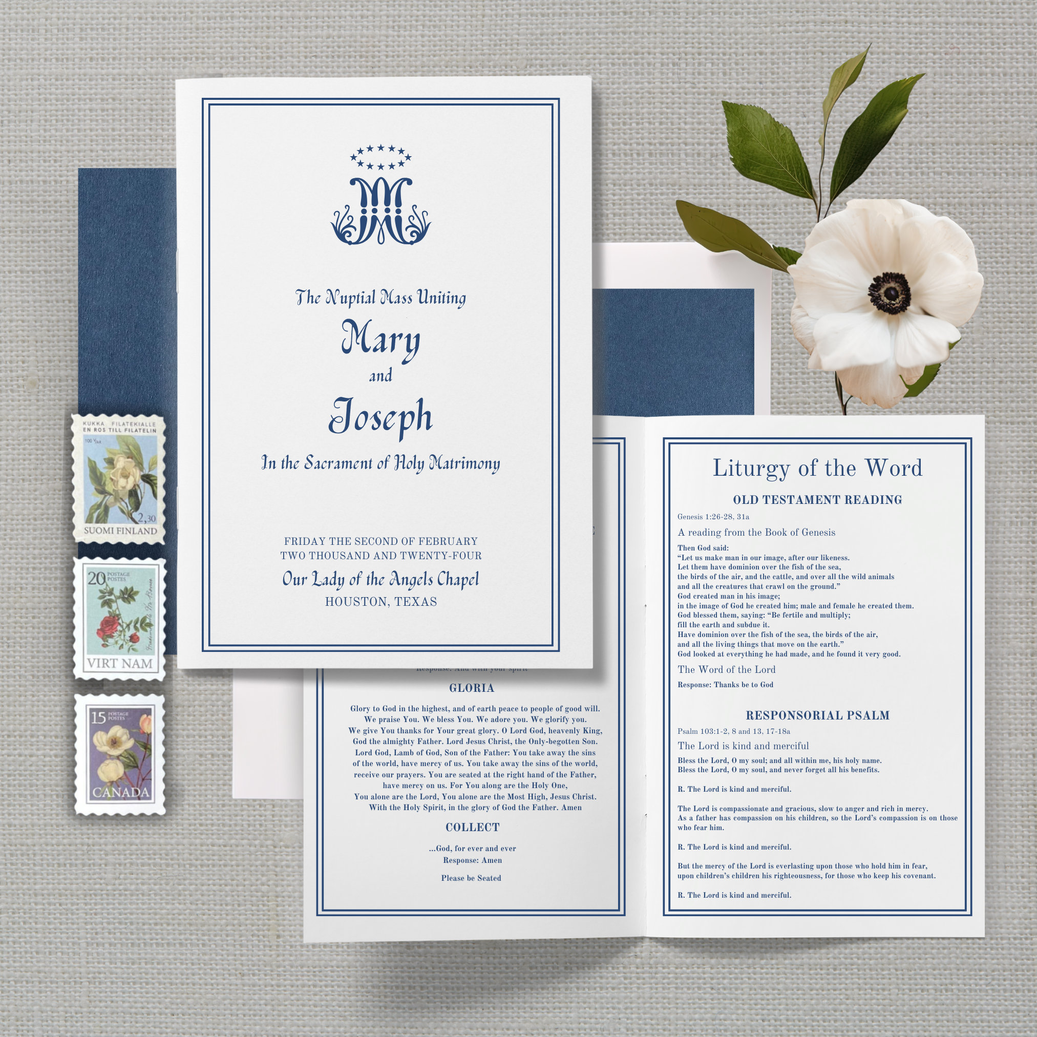 Marian Monogram, Catholic Wedding Mass Program, Instant Download ...