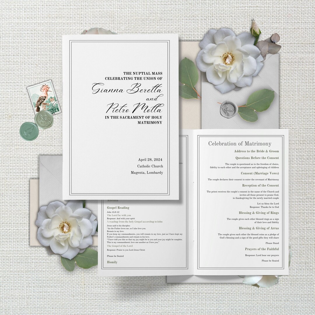 St Gianna, Catholic Wedding Mass Program, Instant Download Template ...