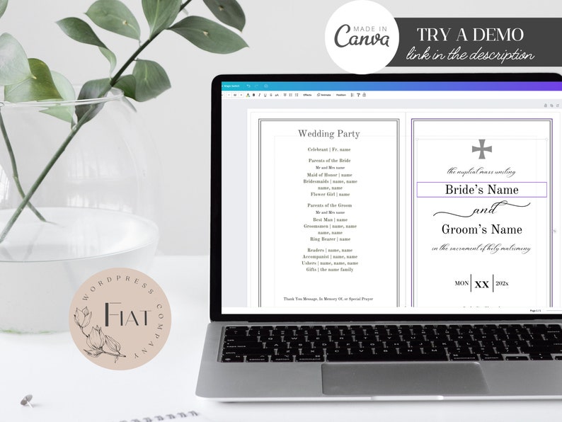 St Maria, Catholic Wedding Mass Program, Instant Download Template ...